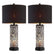 2Pc Geo Sculptural Table Lamps w. Night Light & USB, Black Metal+Glass ...